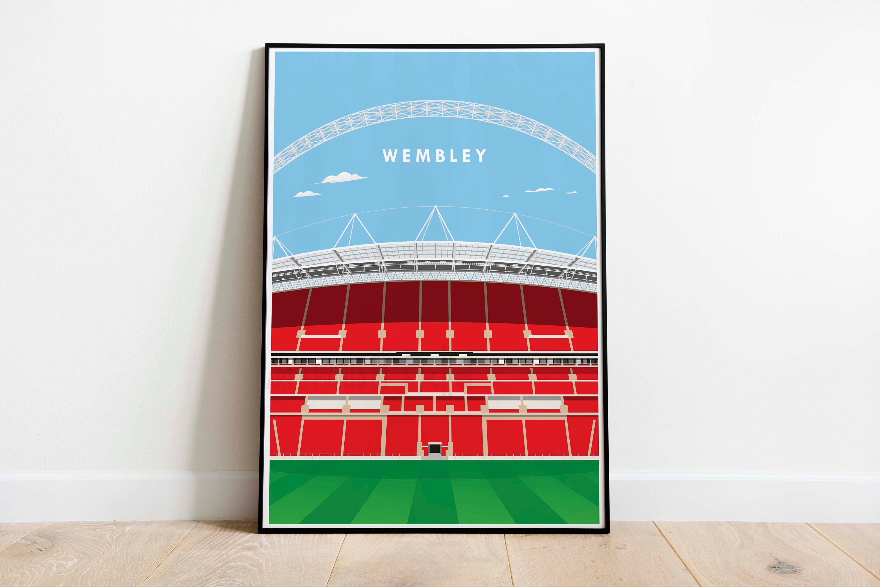 Wembley Stadium Print, Handmade Stadium Poster, London Football Stadium ...