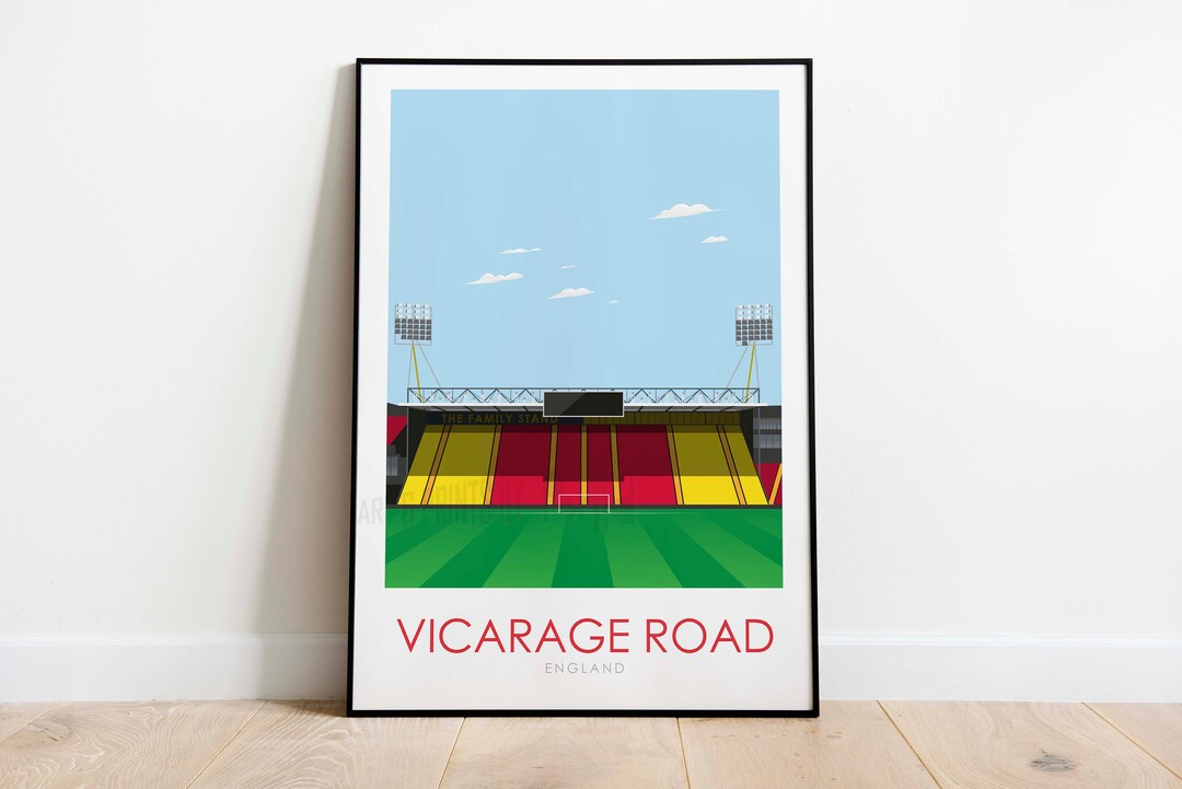 Vicarage Road Stadium Print Handmade Stadium Poster London - Etsy