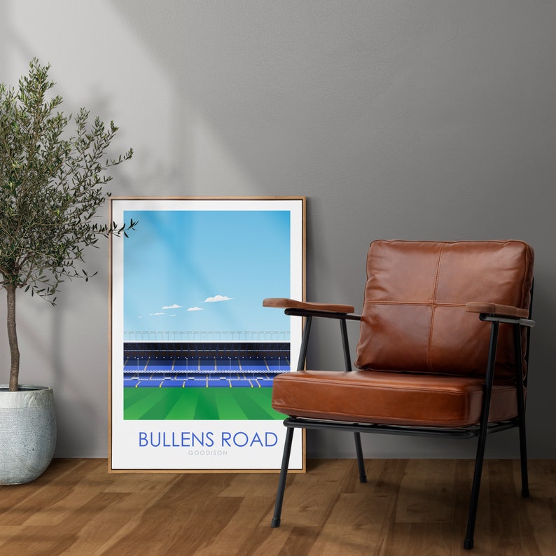 Bullens Road Stand, Goodison, Handmade Stadium Print, Football Stadium ...