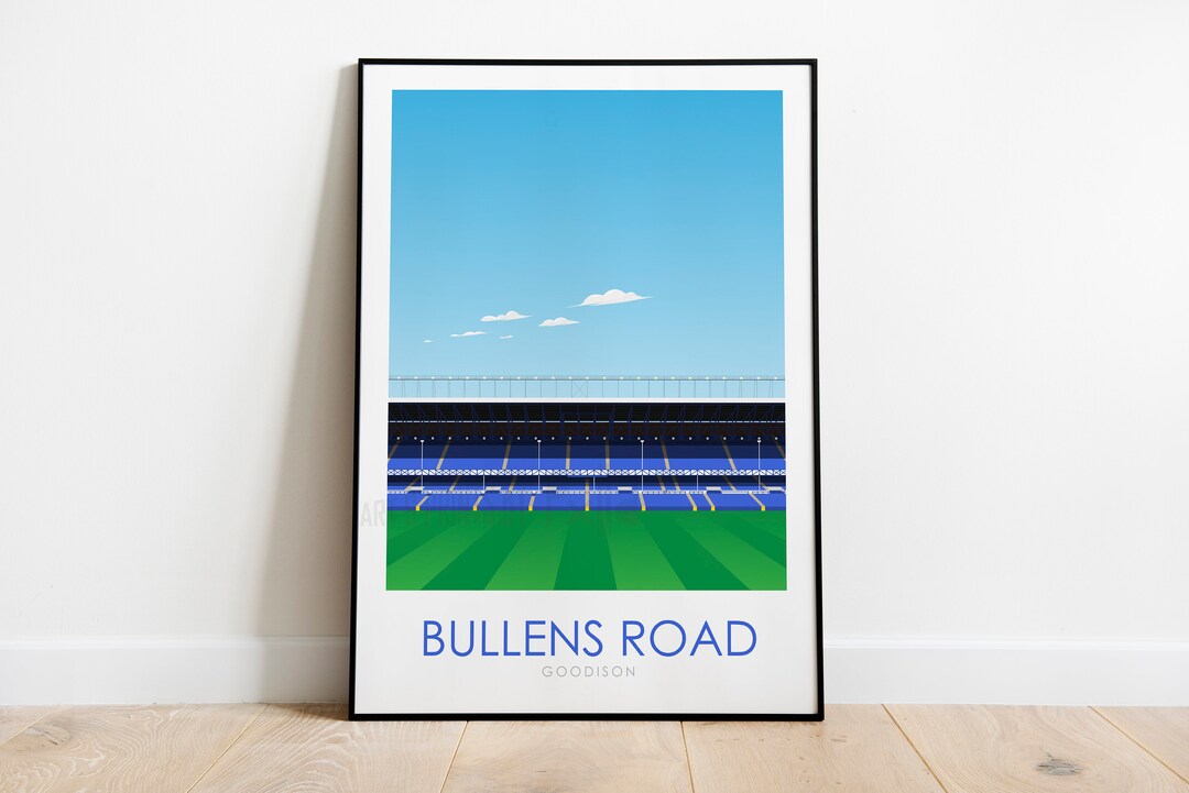 Bullens Road Stand, Goodison, Handmade Stadium Print, Football Stadium ...
