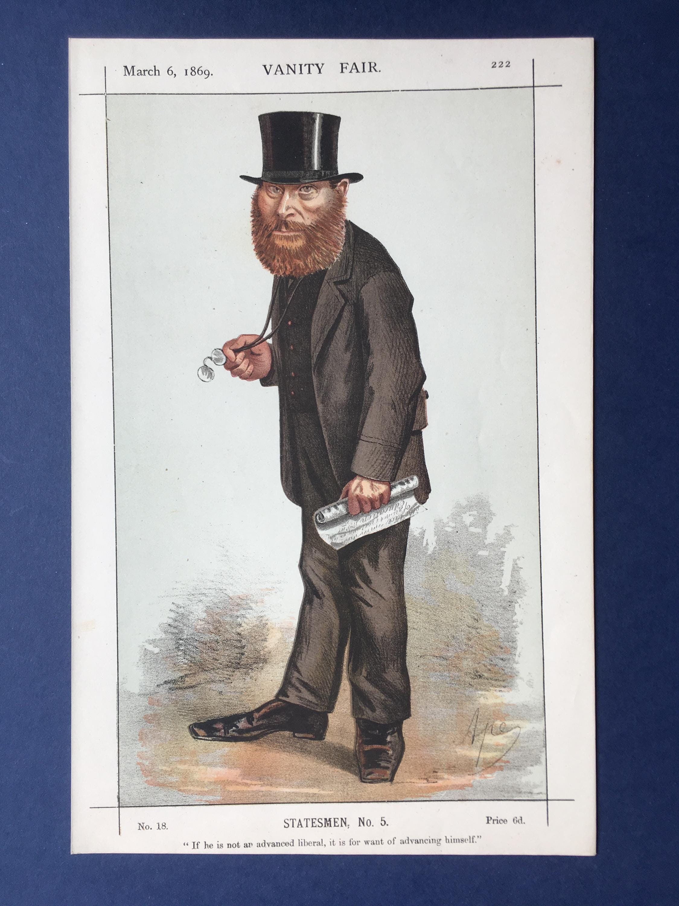 Original 1869 Victorian Lithograph Print of the Right Honourable W E ...