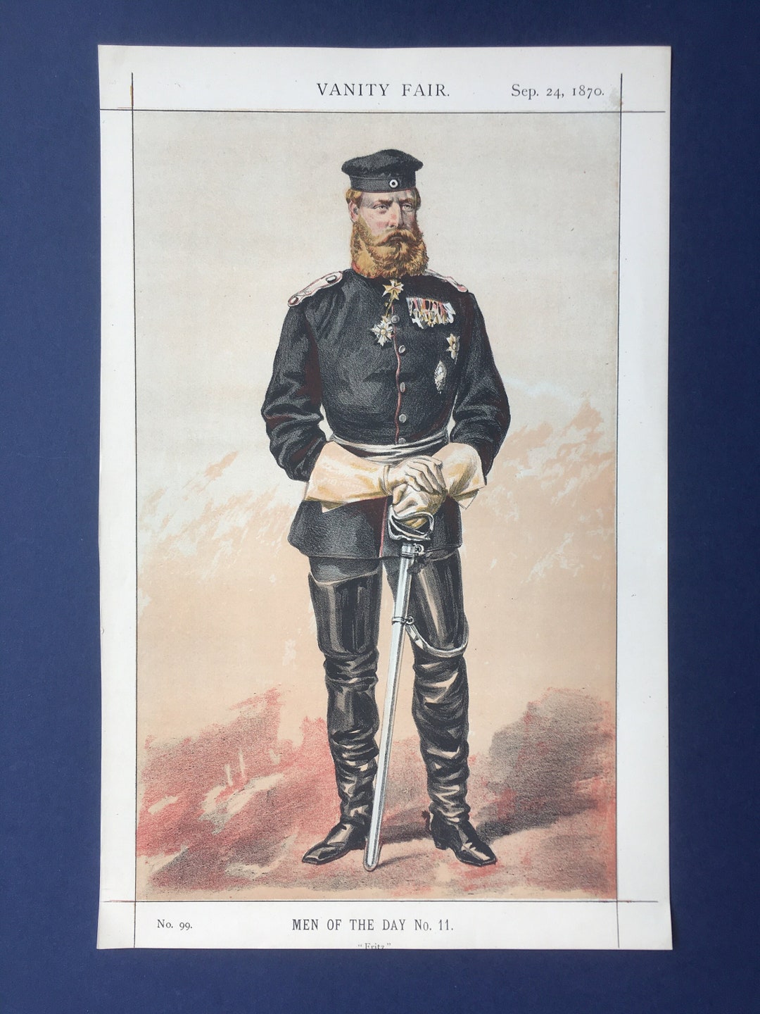 Original 1870 Victorian Lithograph Print of the Crown Prince of Prussia ...