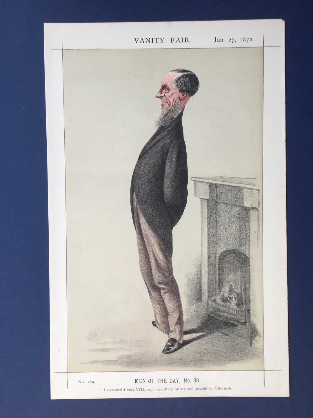 Original 1872 Victorian Lithograph Ptint of James Anthony Froude Writer ...