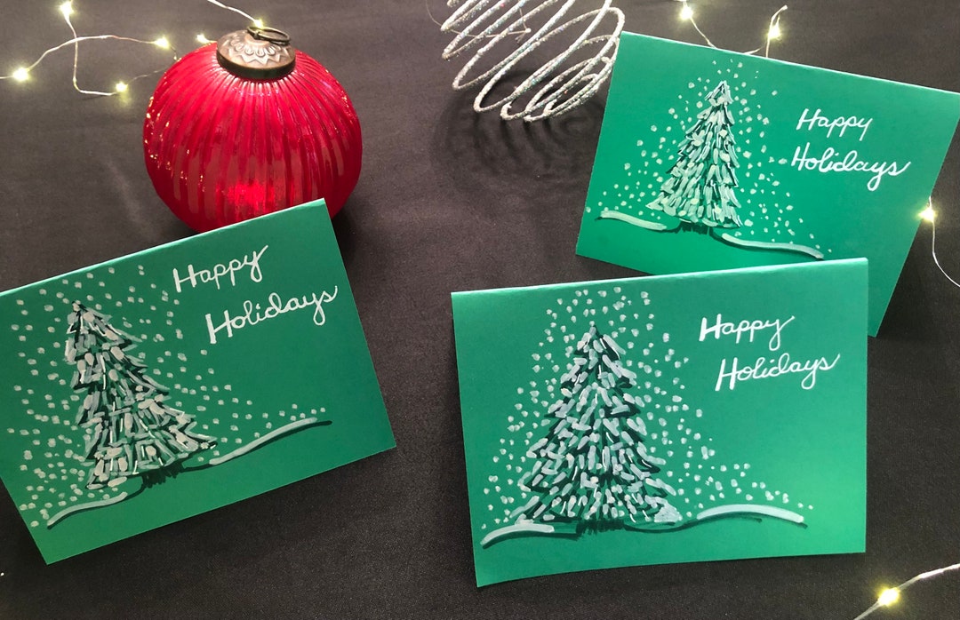 Handmade Holiday Tree Cards, Christmas Cards, Seasonal Cards, Handmade ...
