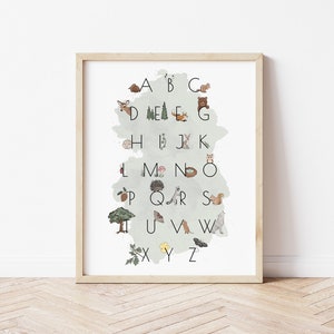 Woodland Alphabet for Nursery, PRINTABLE Animal Alphabet Poster ...