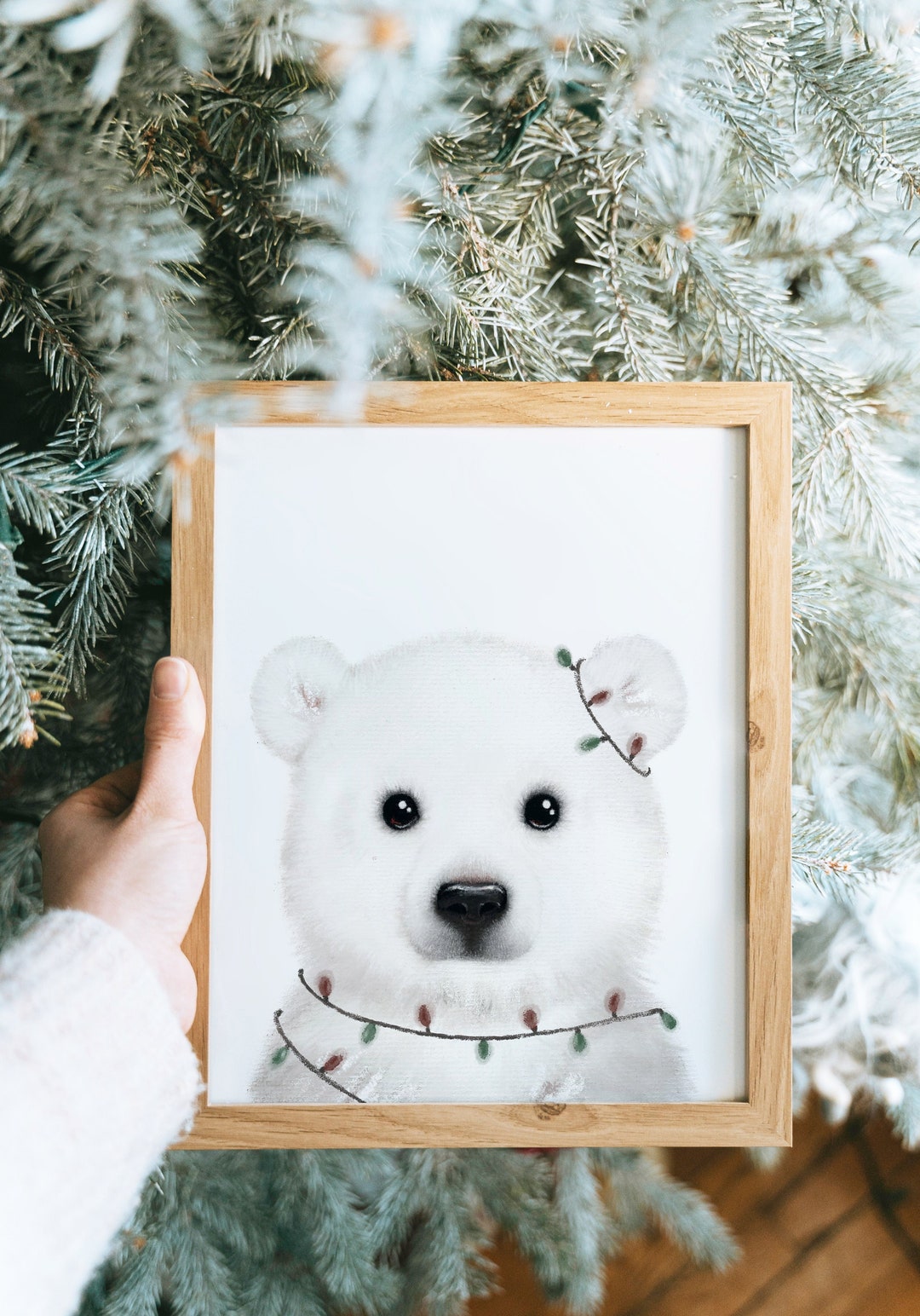 Christmas Polar Bear, Printable Christmas Art, Cute Christmas Decor ...