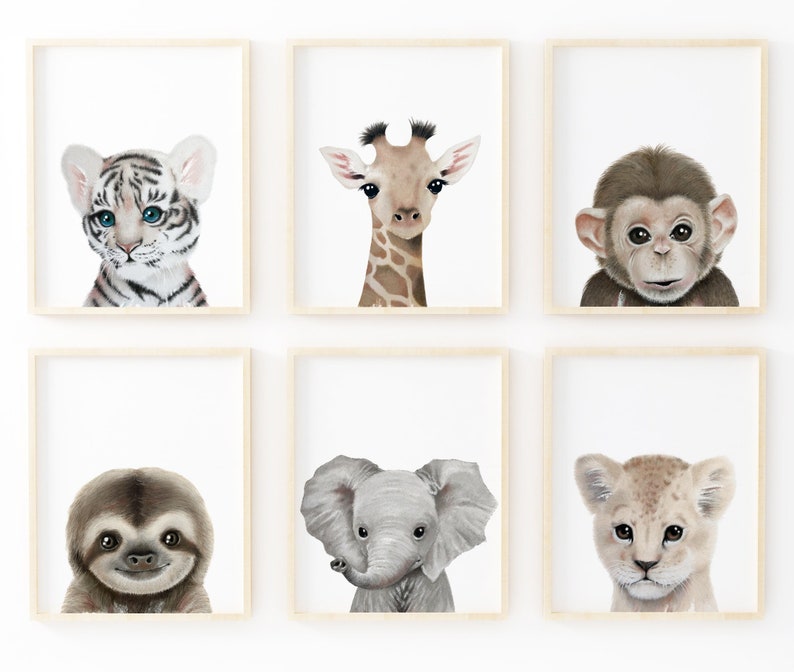 Safari Animals Print Set Original Safari Nursery Wall Art - Etsy