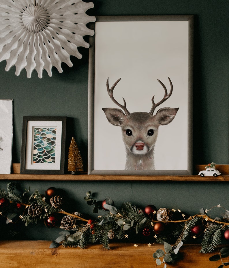 Rudolph the Red Nosed Reindeer Print, Printable Rudolph Art, Rudolph ...