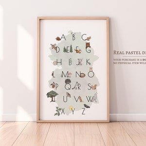 Woodland Alphabet for Nursery, PRINTABLE Animal Alphabet Poster ...