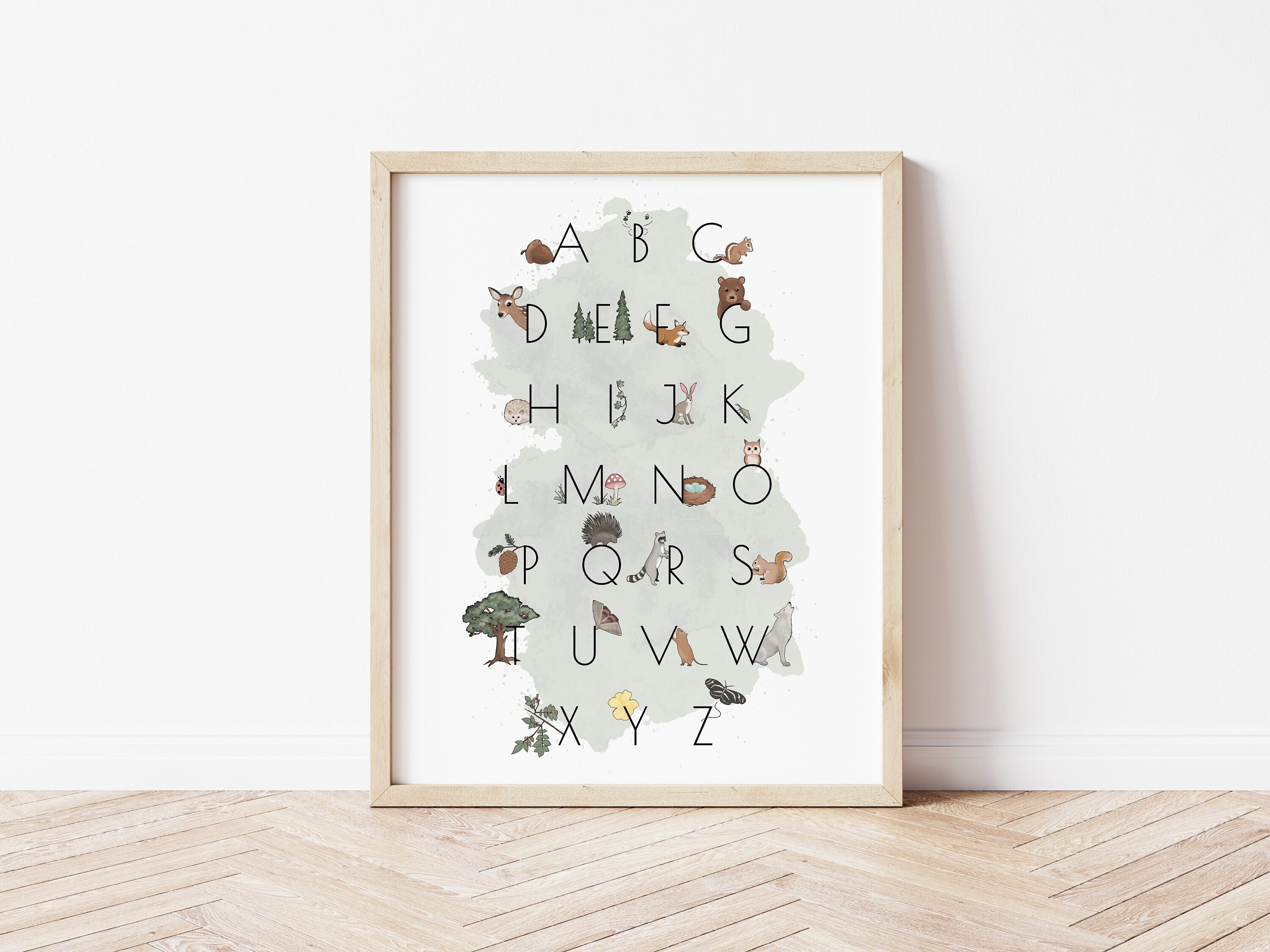 Woodland Alphabet for Nursery, PRINTABLE Animal Alphabet Poster ...