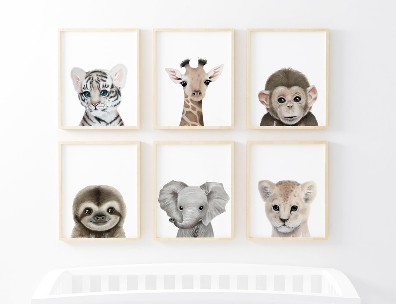 Safari Animals Print Set Original Safari Nursery Wall Art - Etsy
