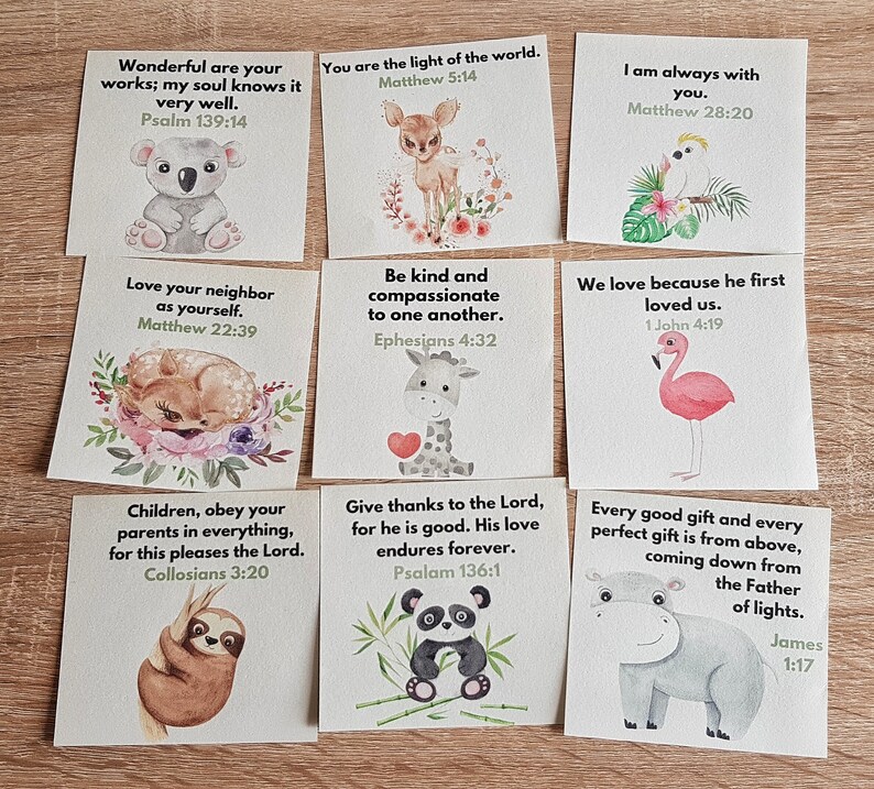 24 Scripture Cards for Kids, Printable Bible Verses for Kids, Set of 24 ...