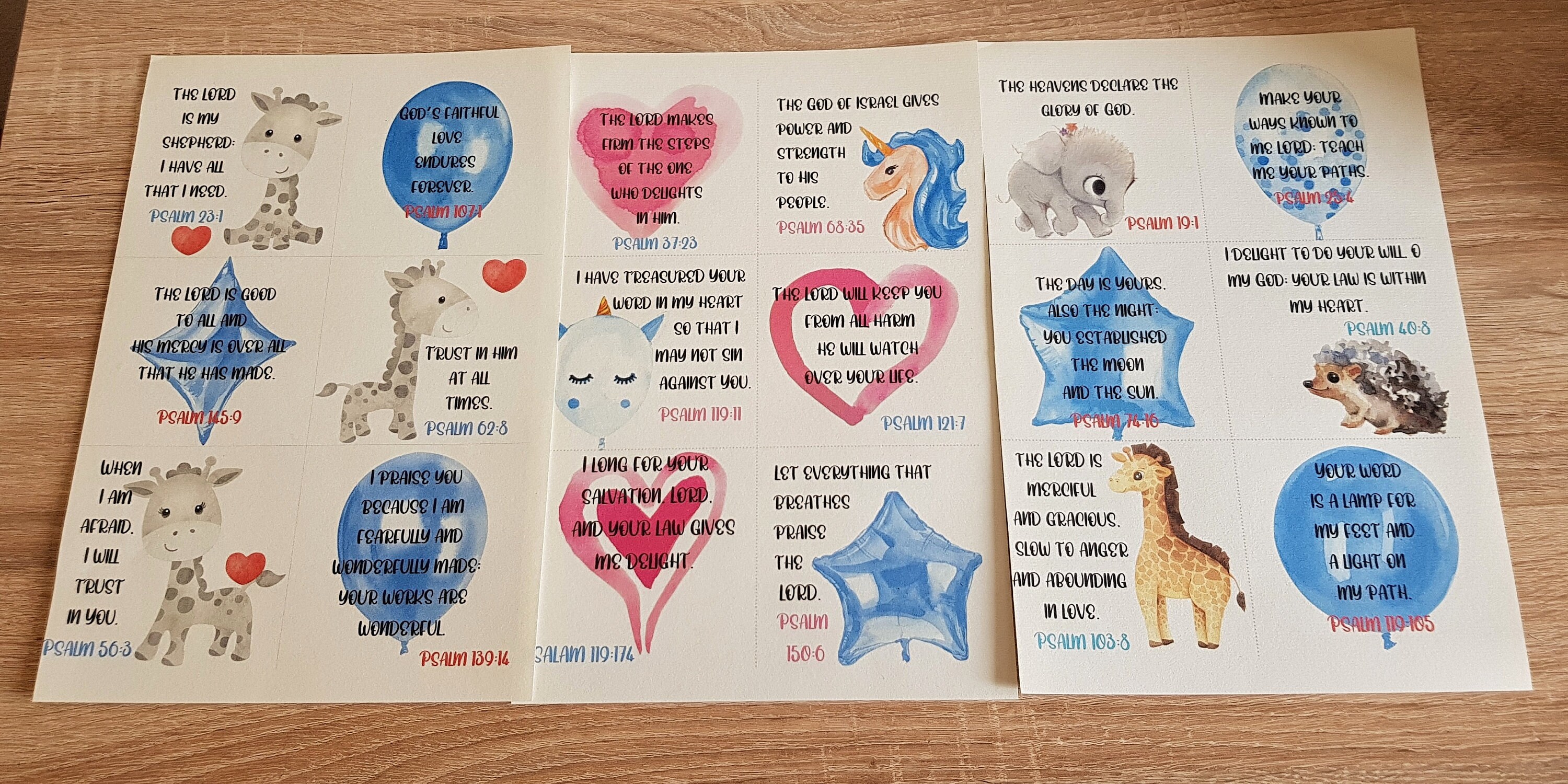 18 Psalms for Kids Scripture Cards,printable Bible Verses for Kids, Set ...