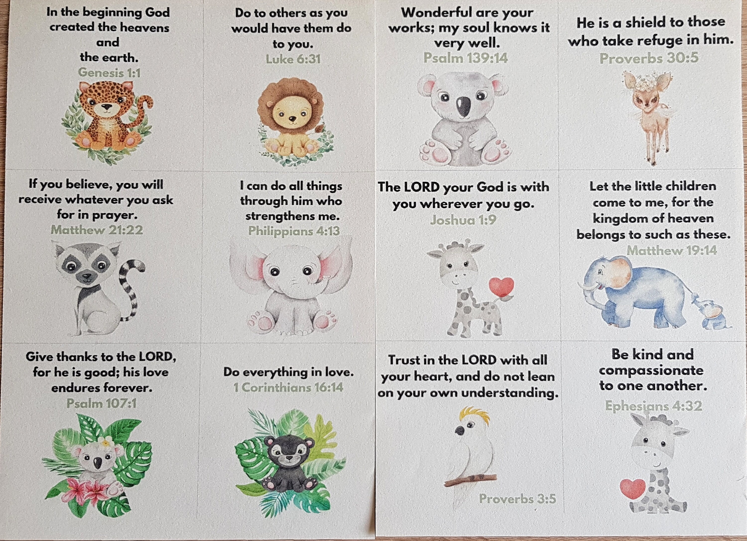 24 Scripture Cards for Kids, Printable Bible Verses for Kids, Set of 24 ...