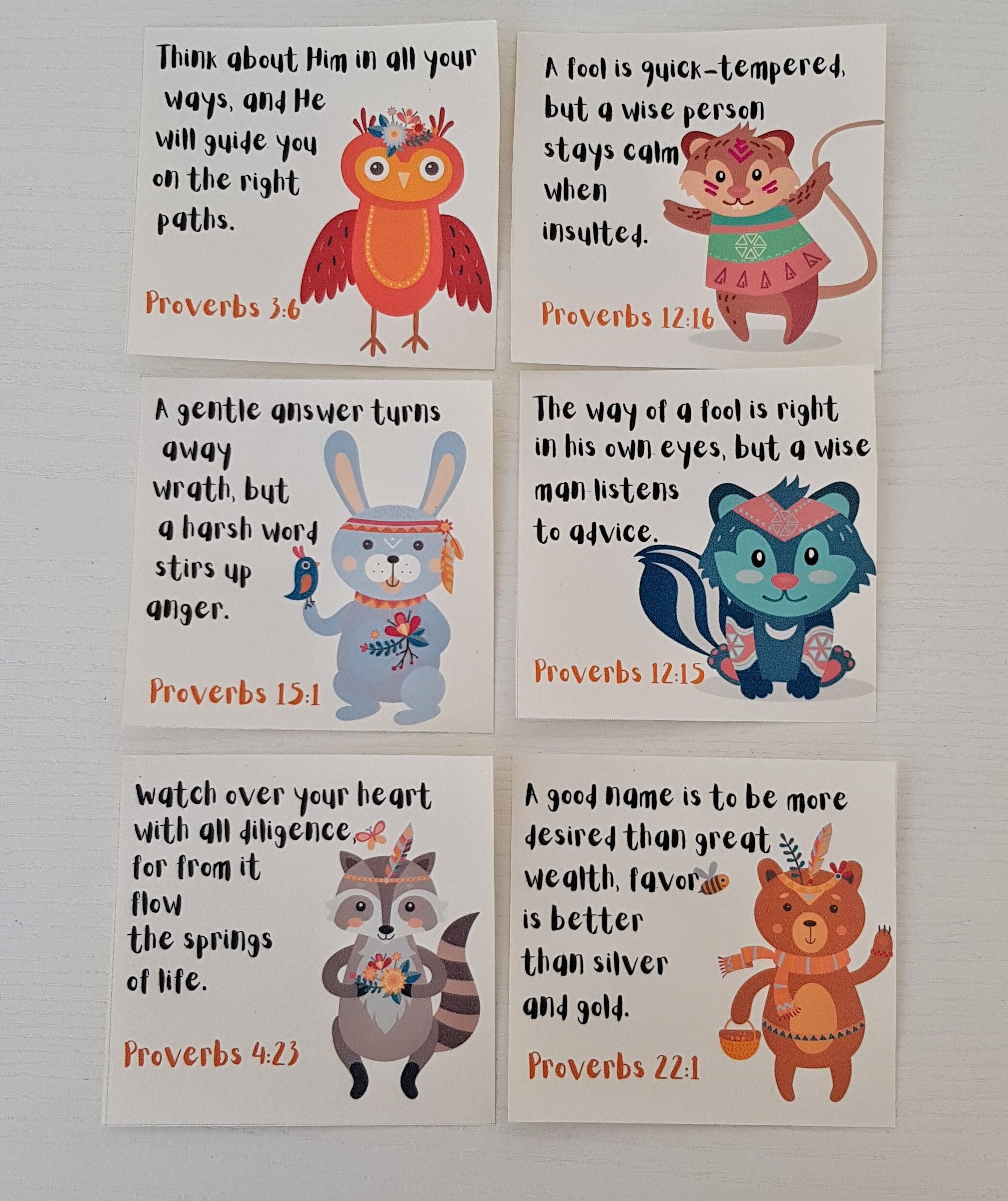 Proverbs for Kids, Set of 18 Scripture Cards, Bible Verses for Kids ...