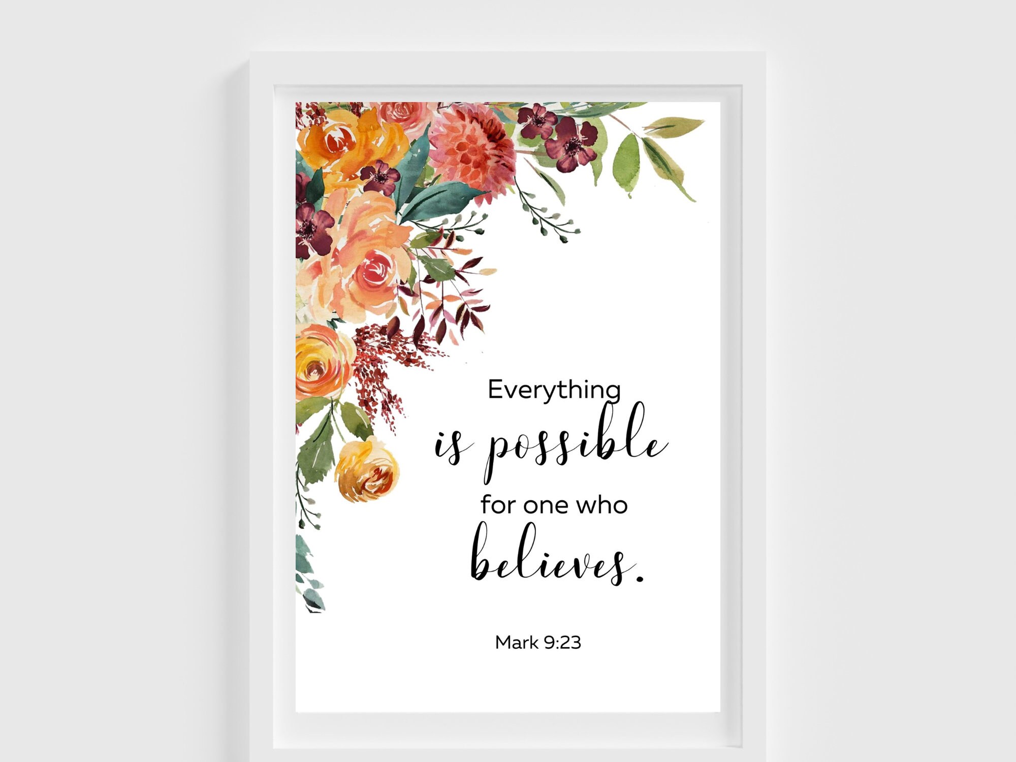 Bible Verse Wall Art, Mark 9:23, Printable Bible Verses, Worfd of God ...
