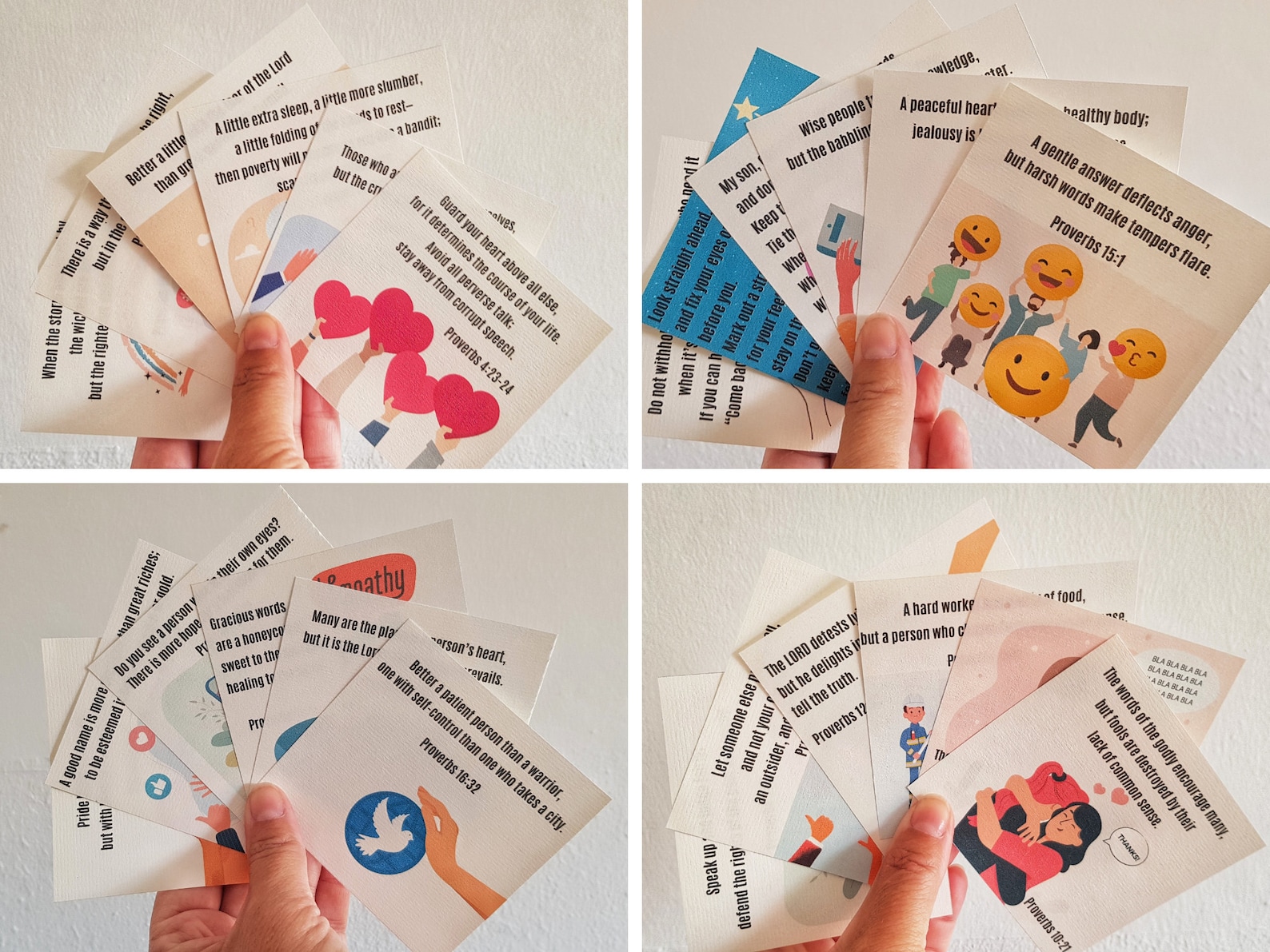 24 Illustrated Proverbs for Teens, Scripture Cards, Printable Bible ...