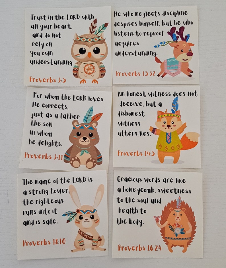 Proverbs for Kids, Set of 18 Scripture Cards, Bible Verses for Kids ...