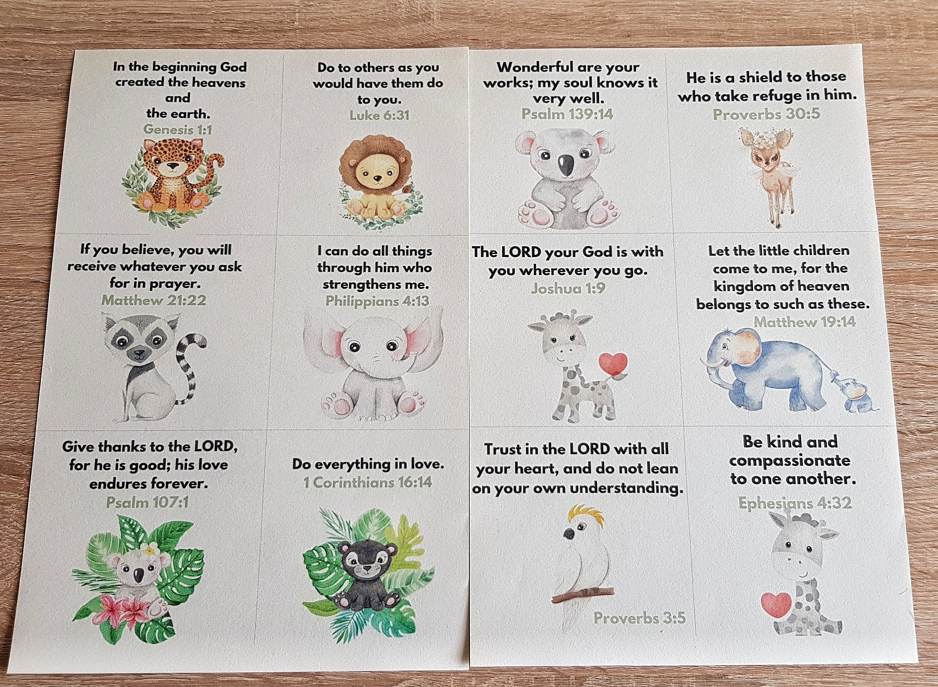 24 Scripture Cards for Kids, Printable Bible Verses for Kids, Set of 24 ...