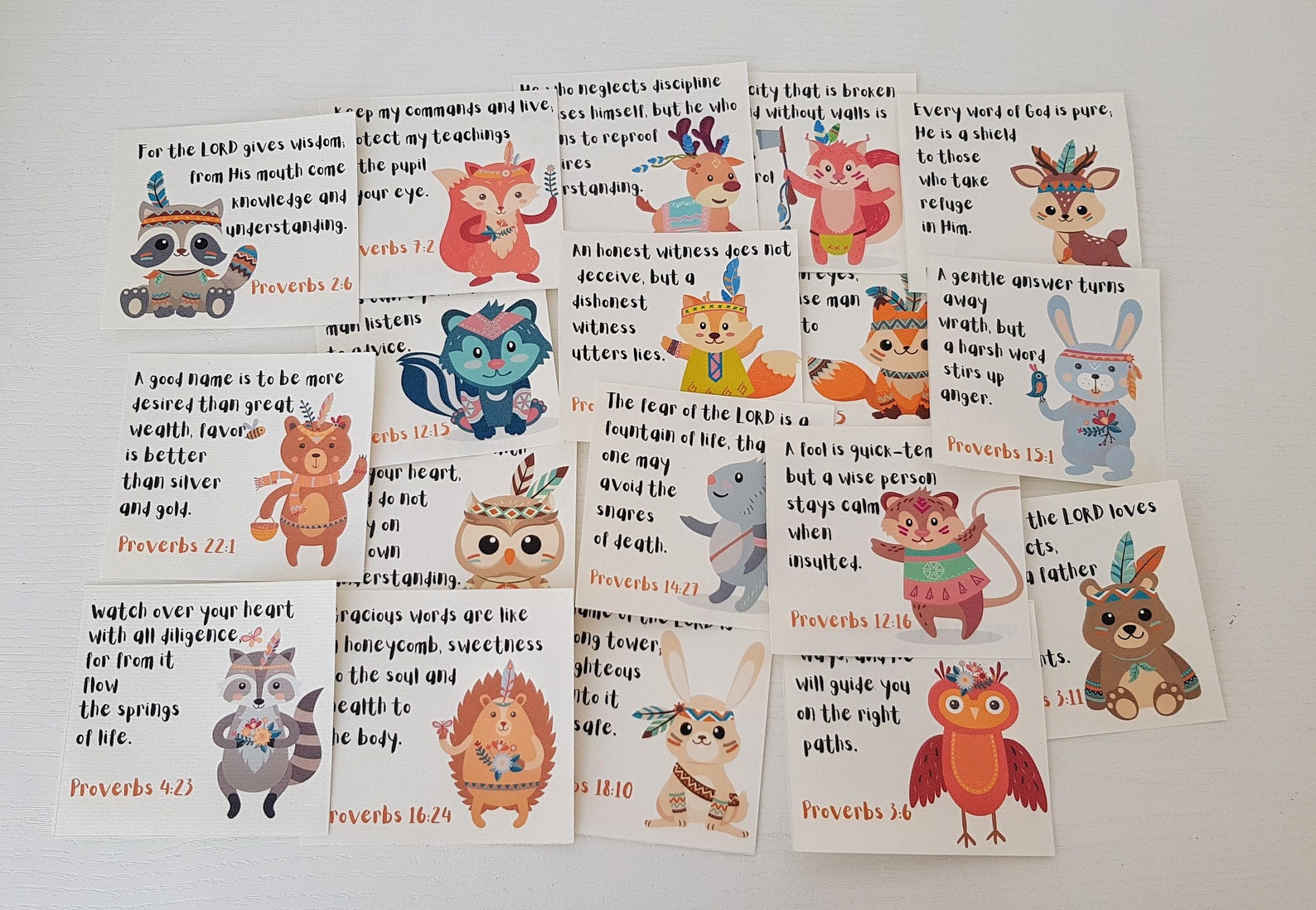 Proverbs for Kids, Set of 18 Scripture Cards, Bible Verses for Kids ...