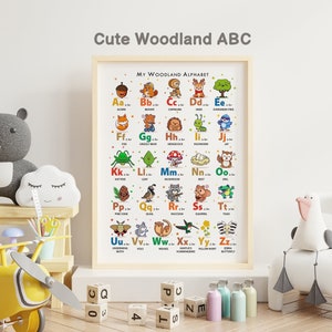 Woodland Alphabet Poster, Woodland Alphabet Print, Woodland Nursery ...