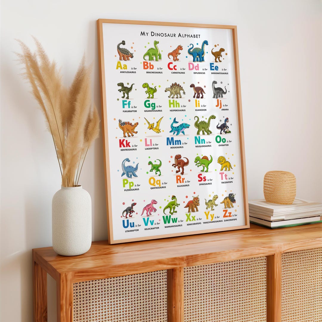 Dinosaur Letters ABC Poster: Classroom Alphabet for Teacher & Dinosaur ...