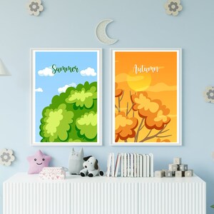 Four Seasons Educational Poster, Printable Wall Art, Learning Home ...