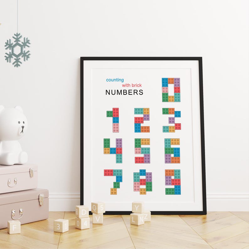 Numbers Poster: Toy Brick Design, Montessori Classroom Decor (digital ...