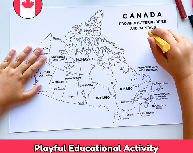 Canada Map Colouring Page - Etsy Canada
