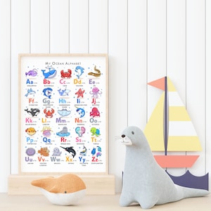 Alphabet Nursery, Sea Animal Print, Ocean Alphabet Print, Ocean Animals ...