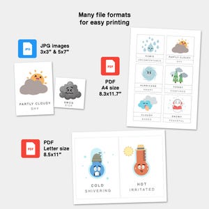 Weather and Emotions Flashcards for Kids: Printable Educational Cards ...