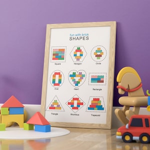 Shapes Poster: Toy Brick Geometric Art, Montessori Classroom (digital ...