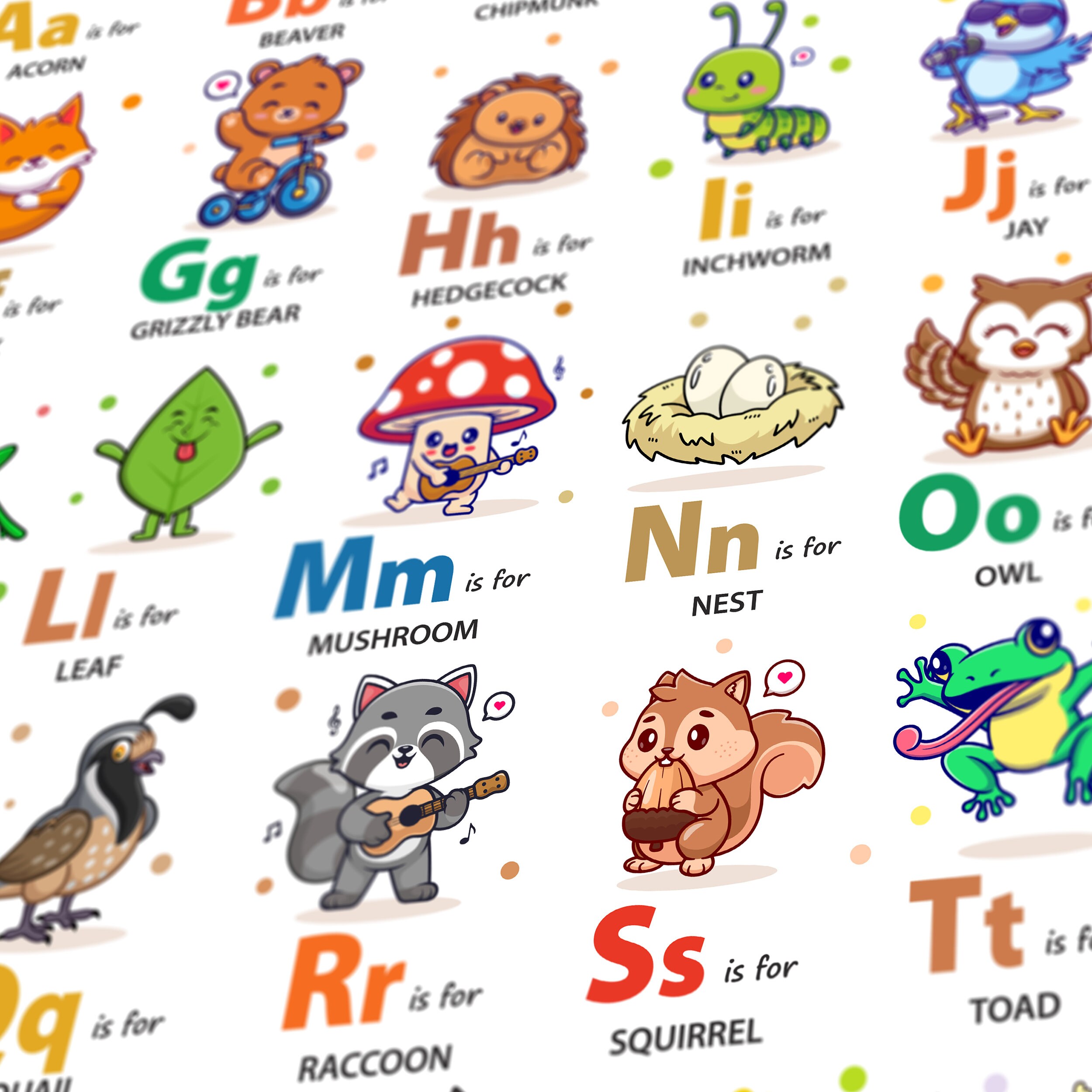 Woodland Animal Alphabet Poster – ABC Forest Wall Art for Kids - Etsy