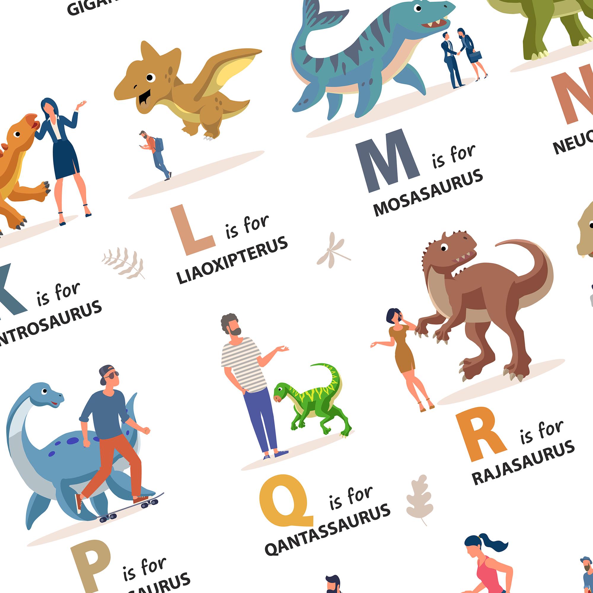Dinosaur Alphabet & Numbers Poster Set: Watercolor Nursery Art (digital ...