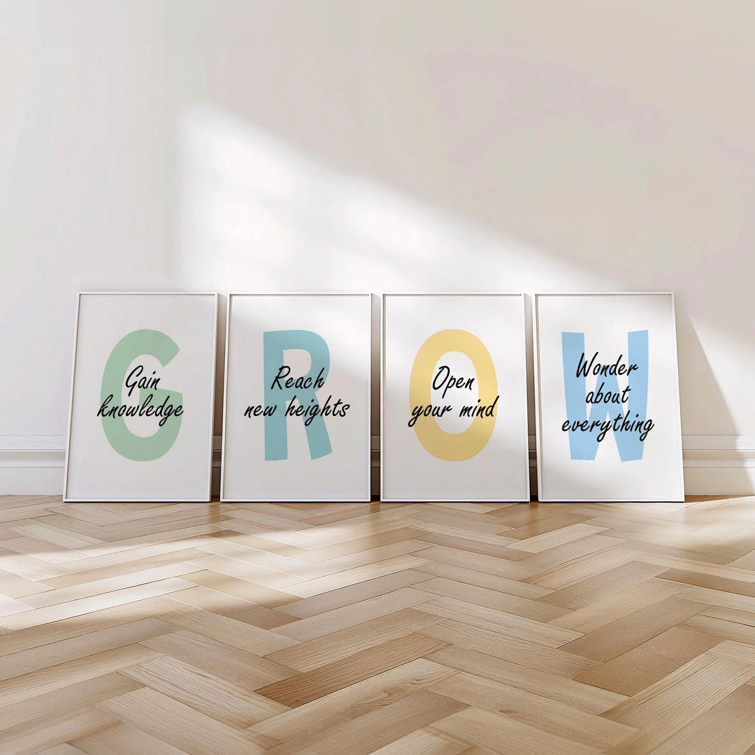 GROW Wall Art – Motivational Growth Mindset Posters for Kids’ Spaces ...