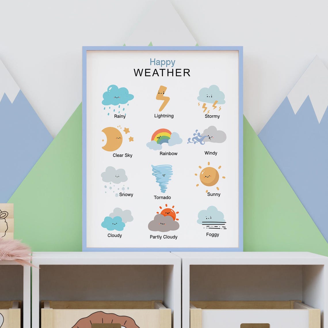 Cute Weather Chart: Educational Posters for Preschool Learning ...