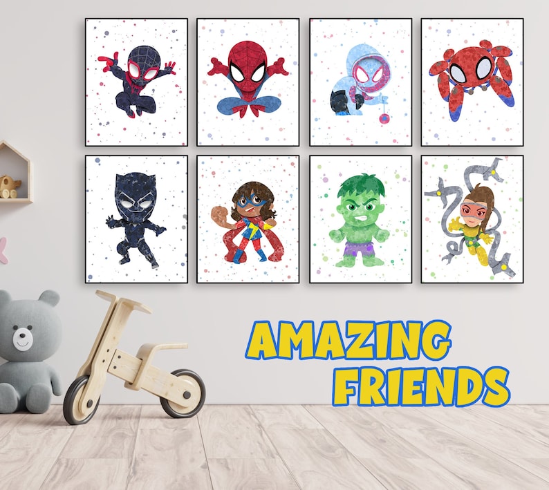 Superhero Prints Bedroom Decor 8 Set Superhero Prints - Etsy