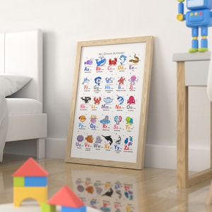 Ocean Alphabet Poster: Educational Animal Alphabet ABC Poster With Cute ...