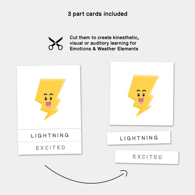 Weather and Emotions Flashcards for Kids: Printable Educational Cards ...