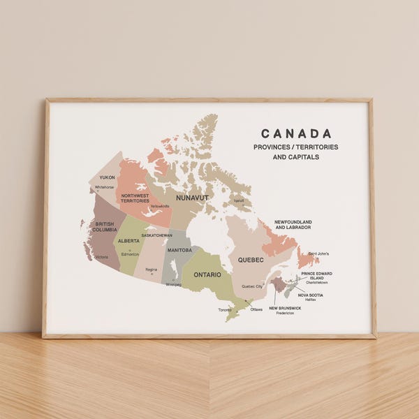 Map of Canada to Print - Etsy UK
