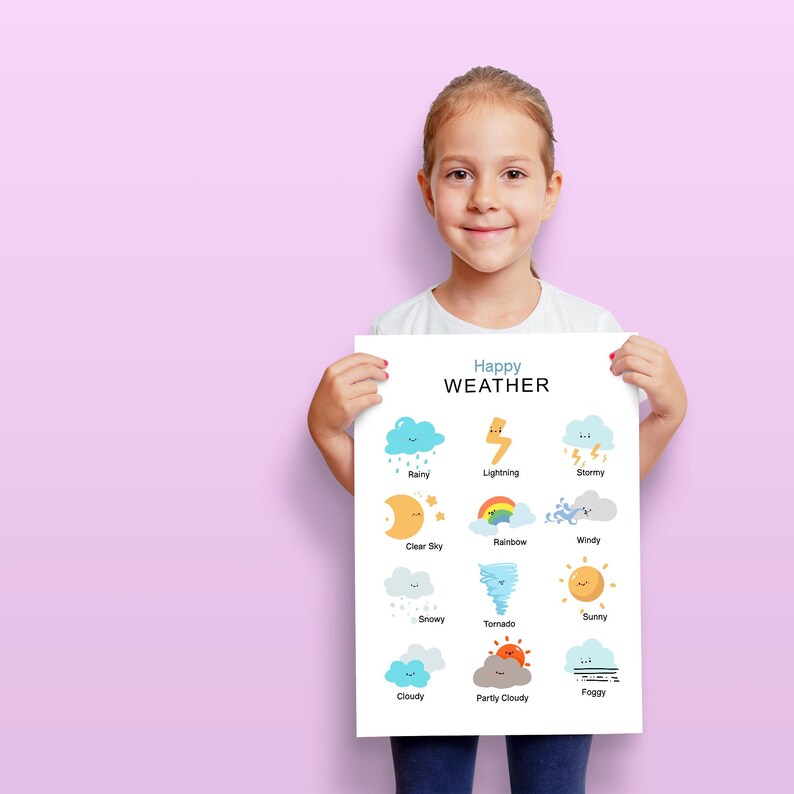 Cute Weather Chart: Educational Posters for Preschool Learning ...