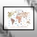 Printable World Map Poster With 80+ Animals: Classroom Decor, Nursery ...