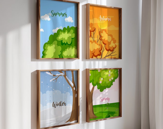 Four Seasons Poster Set, Set of 4 Seasons, Autumn, Winter, Spring ...