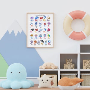 Ocean Alphabet Poster: Educational Animal Alphabet ABC Poster With Cute ...