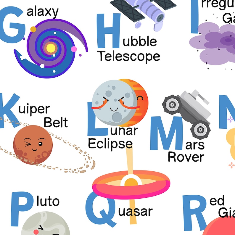 Outer Space Alphabet Poster: Kids Classroom & Nursery Decor (digital ...