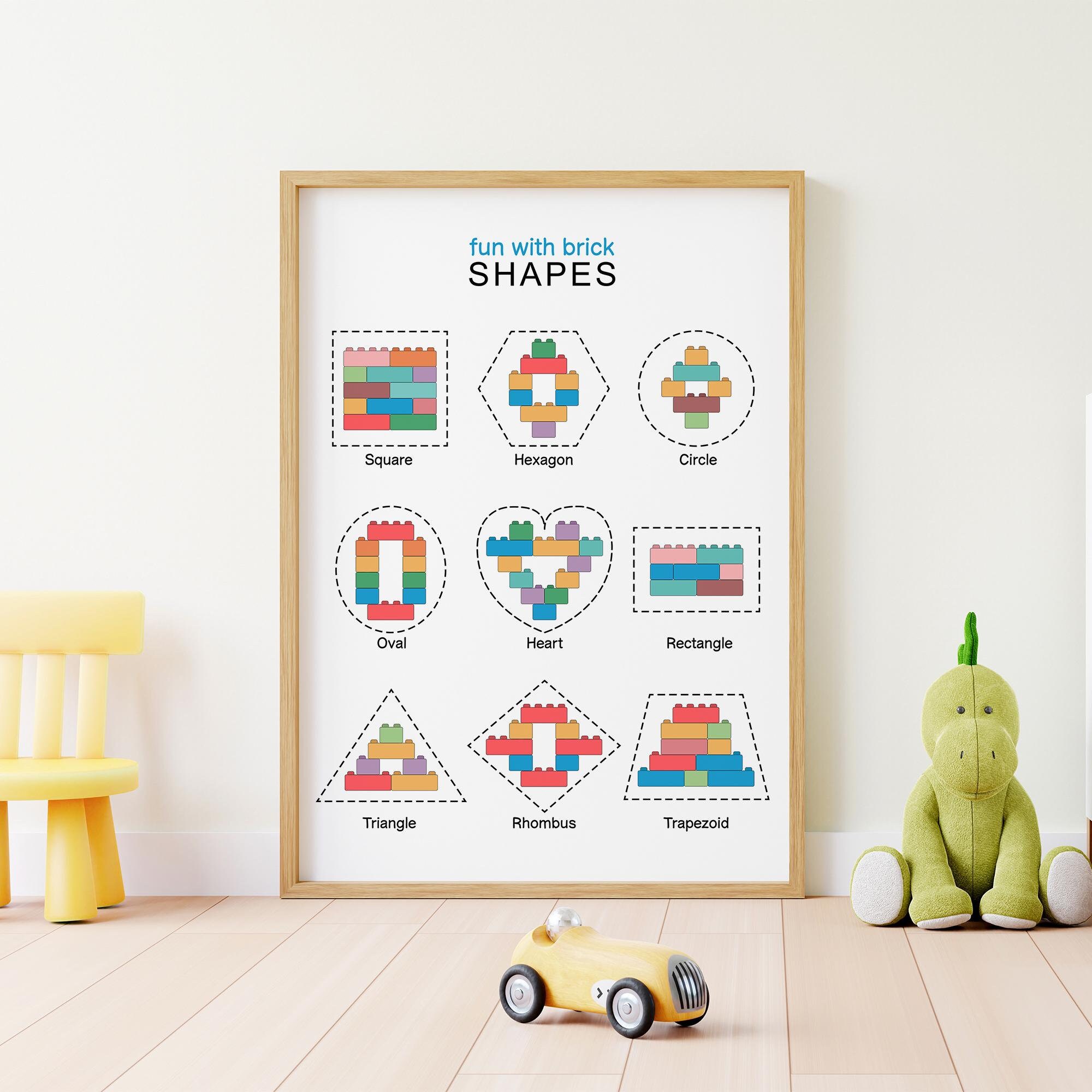 Shapes Poster: Toy Brick Geometric Art, Montessori Classroom (digital ...