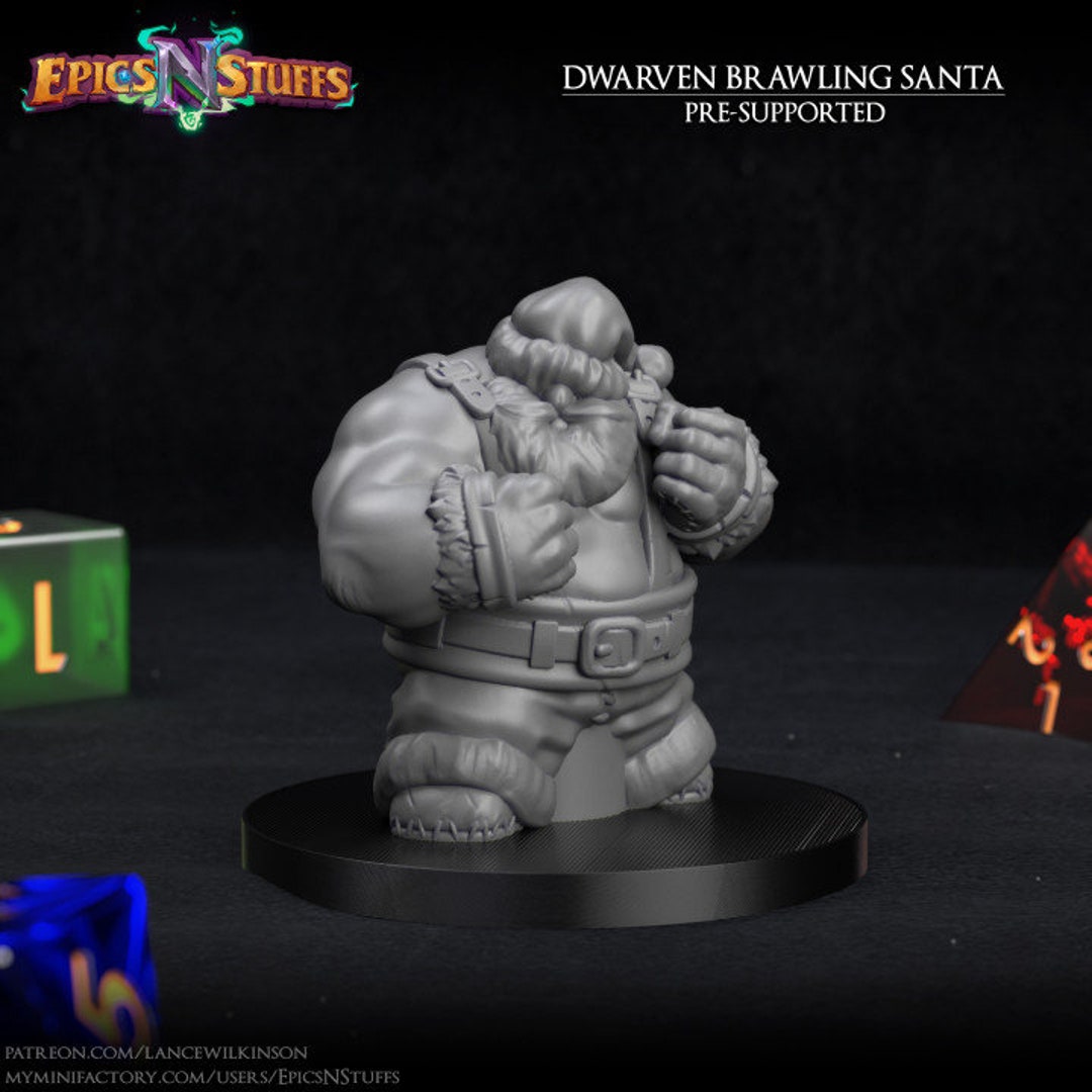 DWARVEN BRAWLER SANTA- 32mm Scale With 25mm Base Table Top Miniature ...