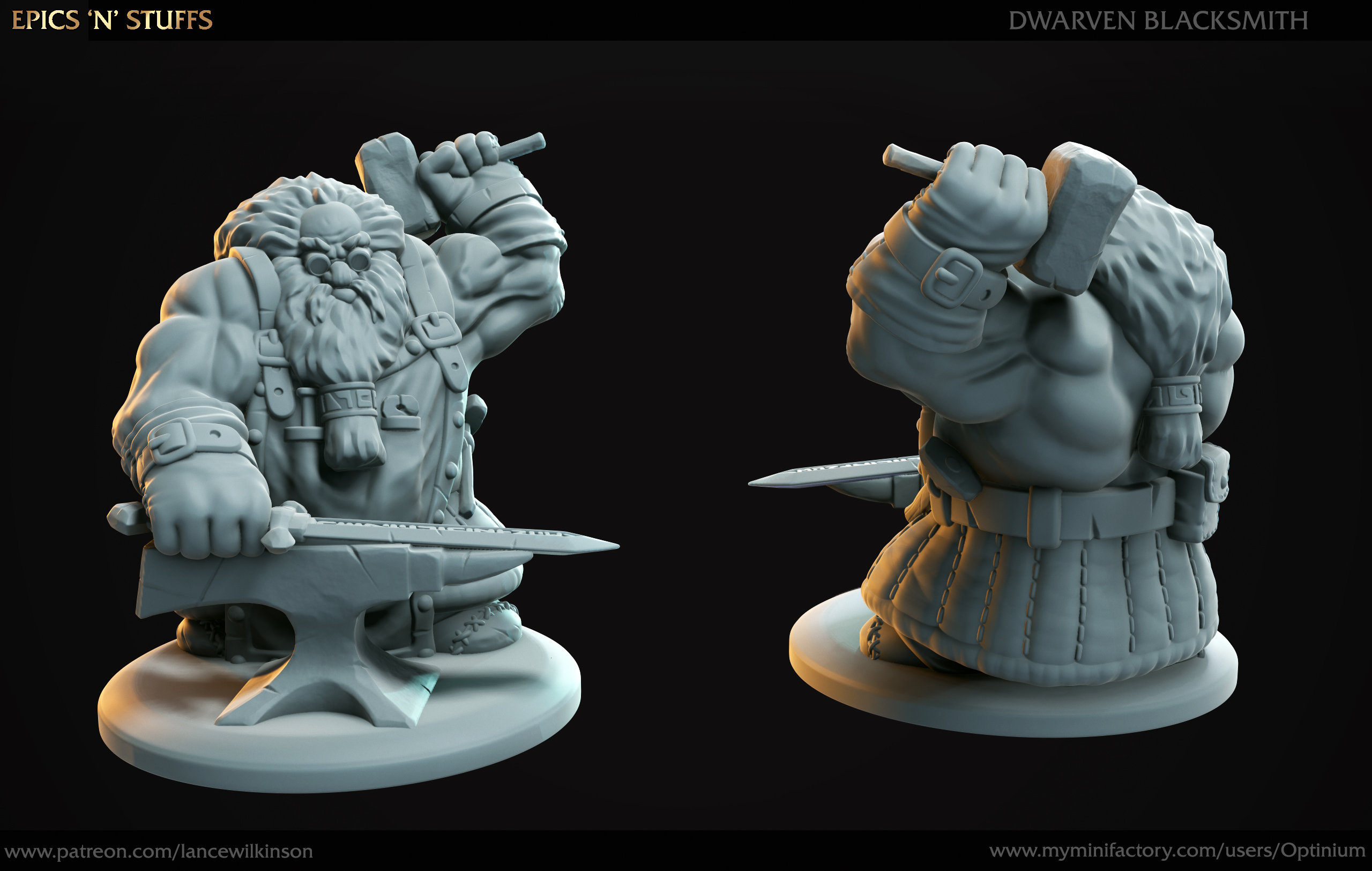 DWARVEN BLACKSMITH - 32mm Scale With Base Table Top Miniature Rpg Dnd ...