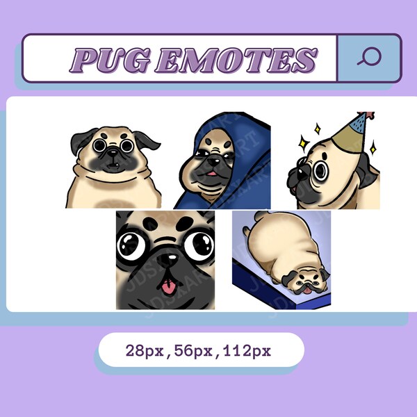 Animated Pug Twitch Emotes - Etsy