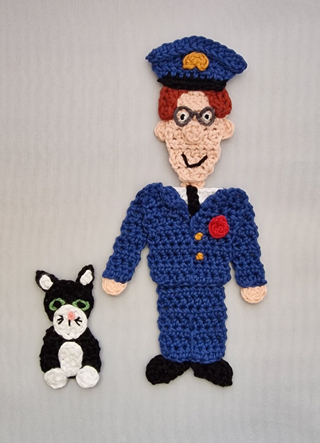 Cartoon Postman and Cat Applique - Etsy UK